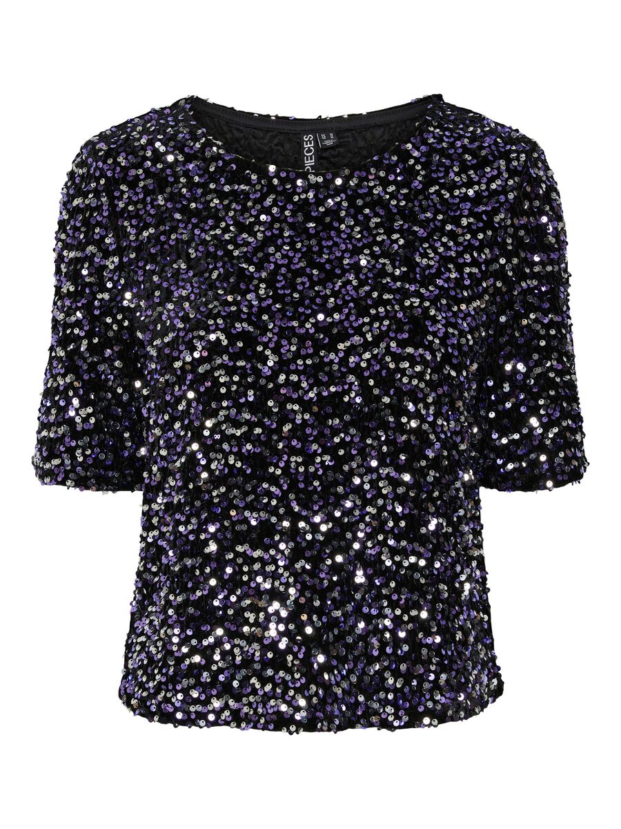 Pieces - Kam SS Top Black/Purple – Butik Emsig
