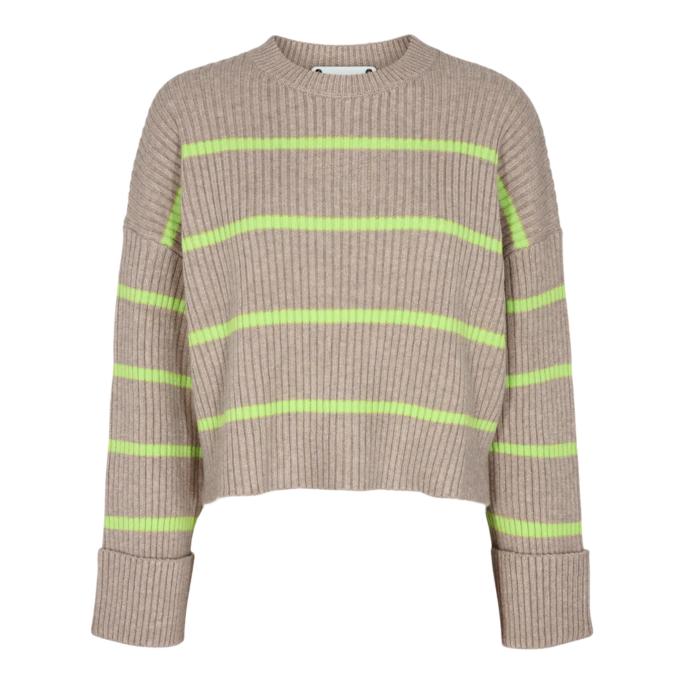 Co' Couture - Row Stripe Crop O-Knit Champagne/Green – Butik Emsig