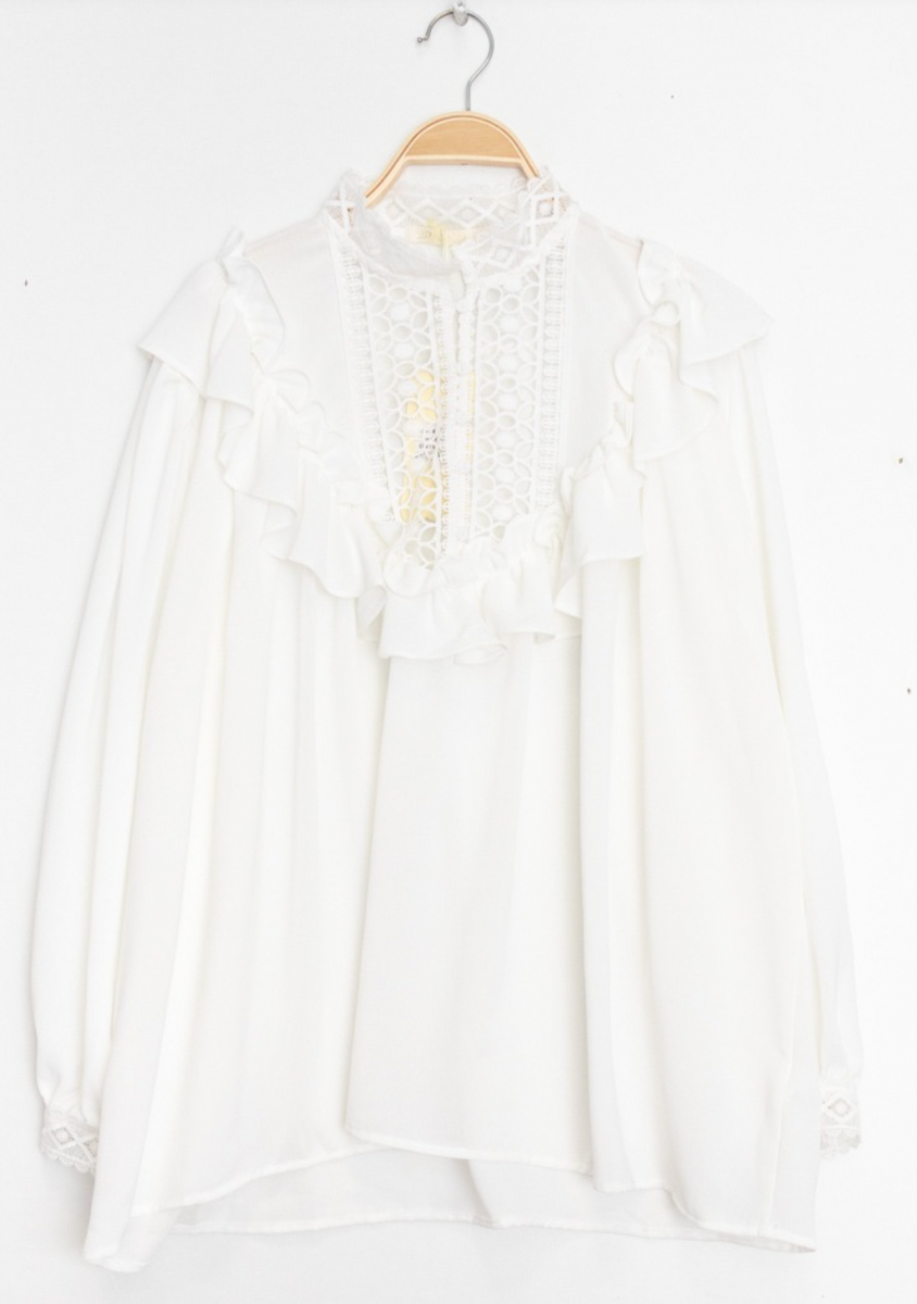 Emsig Exclusive - Live Lace Frill Shirt White – Butik Emsig