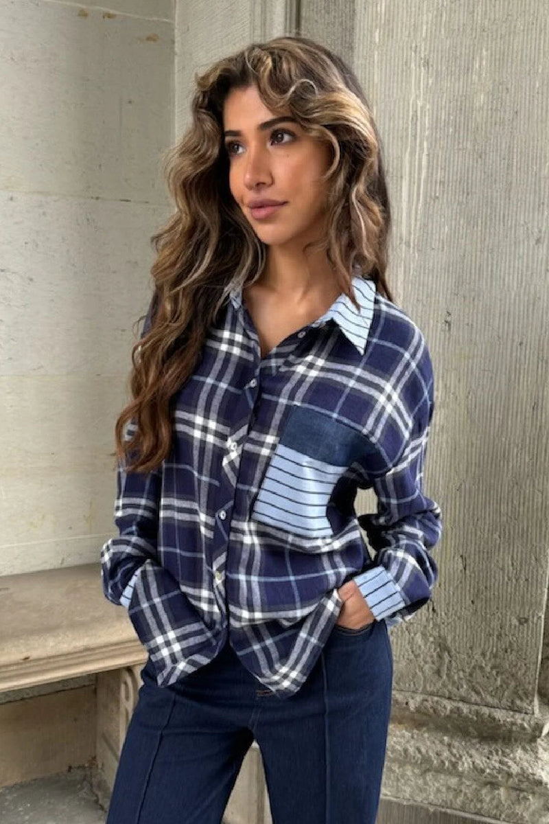Continue - Alice Mix Shirt Blue Check – Butik Emsig