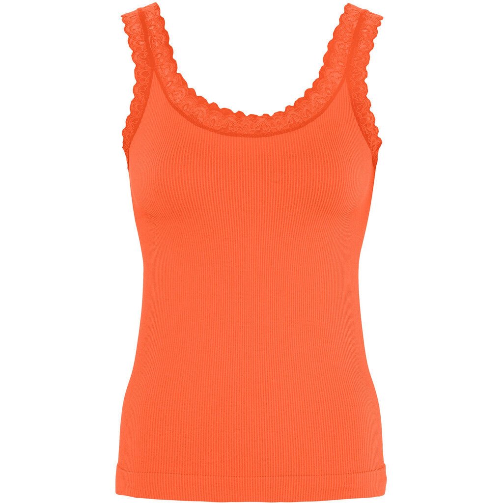 Tim & Simonsen - Frida Rib Top Orange Fluor – Butik Emsig