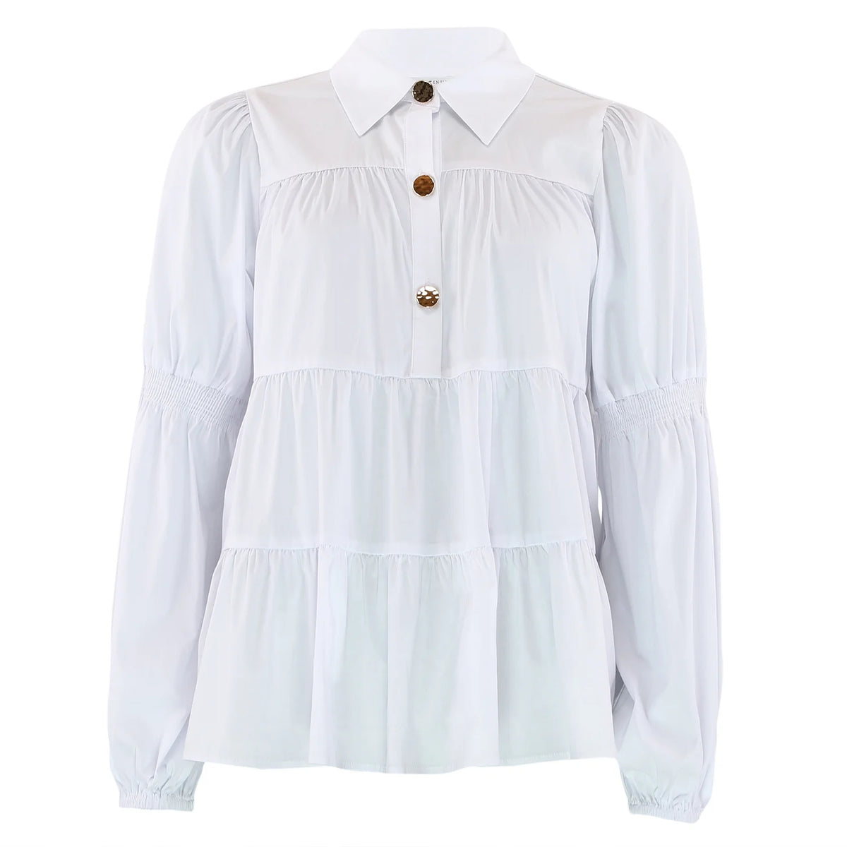 Continue - Sanna Gold Buttons Dark White – Butik Emsig