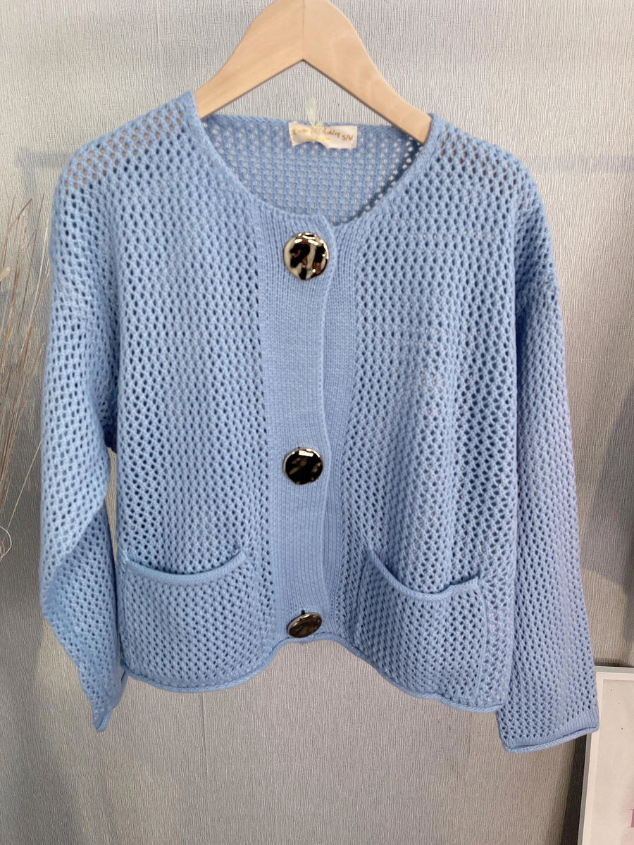 Emsig Exclusive - Emma Cardigan Sky Blue/Gold – Butik Emsig
