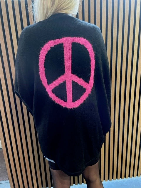 Boho Love - Peace Strik Sort – Butik Emsig